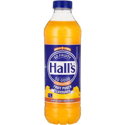 Halls Fruit Punch Flavoured Blend Concentrate 1L — Aubergine Foods