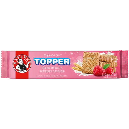 Bakers Topper Raspberry Flavoured Cream Biscuits 125g — Aubergine Foods