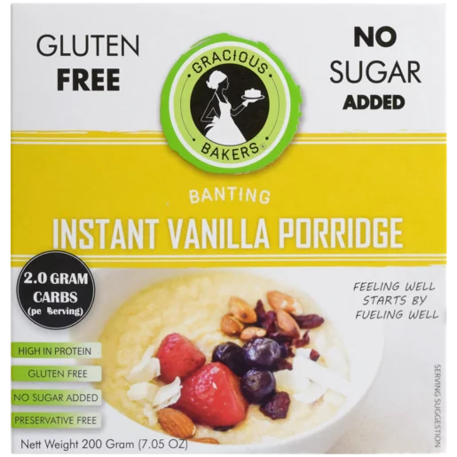 Gracious Bakers Vanilla Banting Instant Porridge 200g — Aubergine Foods