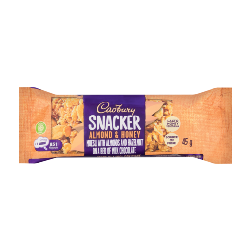 Cadbury Snacker Almond & Honey Muesli Snack Bar, 45g — Aubergine Foods
