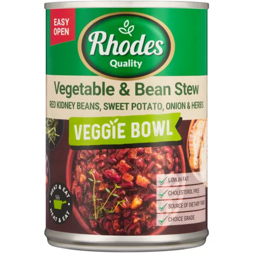 Rhodes Quality Vegetable & Bean Stew Veggie Bowl Can 400g — Aubergine Foods