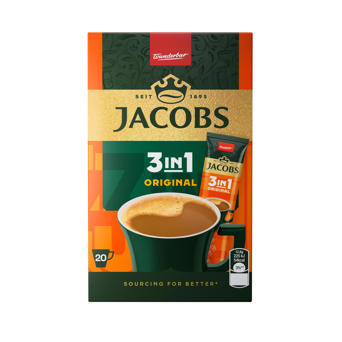 Jacobs Instant Coffee 3-in-1 Original, 12.6g x 20 — Aubergine Foods